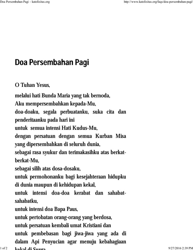 Doa persembahan pagi – katolisitas | PDF