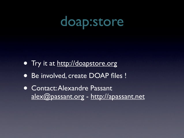 A user-friendly interface to browse and find DOAP project with doap:store | PPT