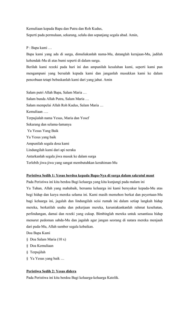 Contoh doa rosario untuk doa bulan Maria | DOCX