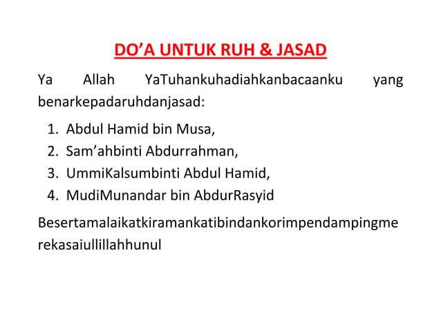 Do'a ruh dan jasad | DOCX