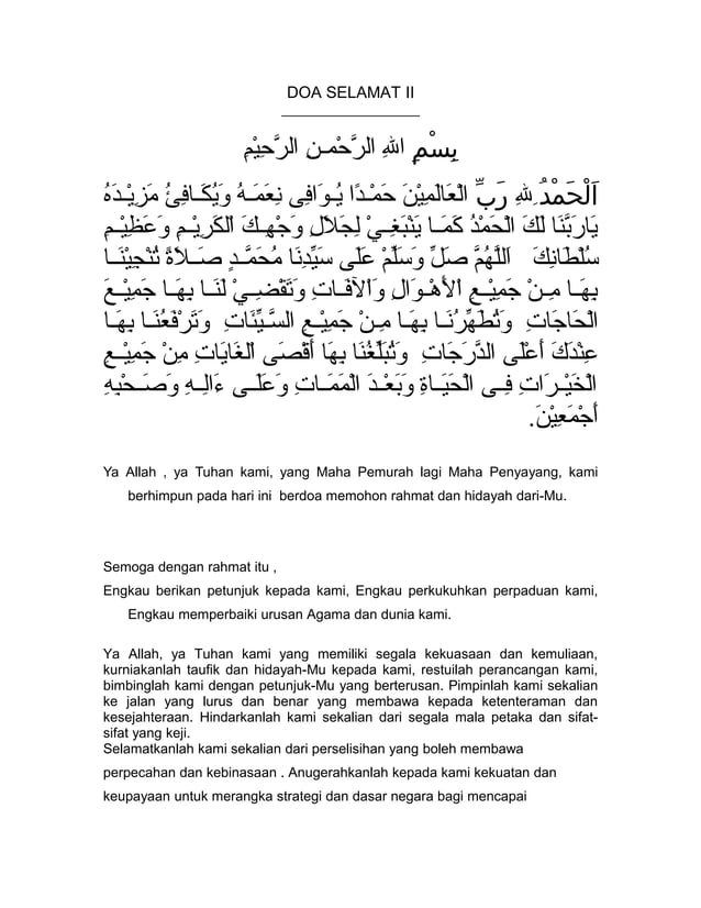 Doa selamat ii | DOC