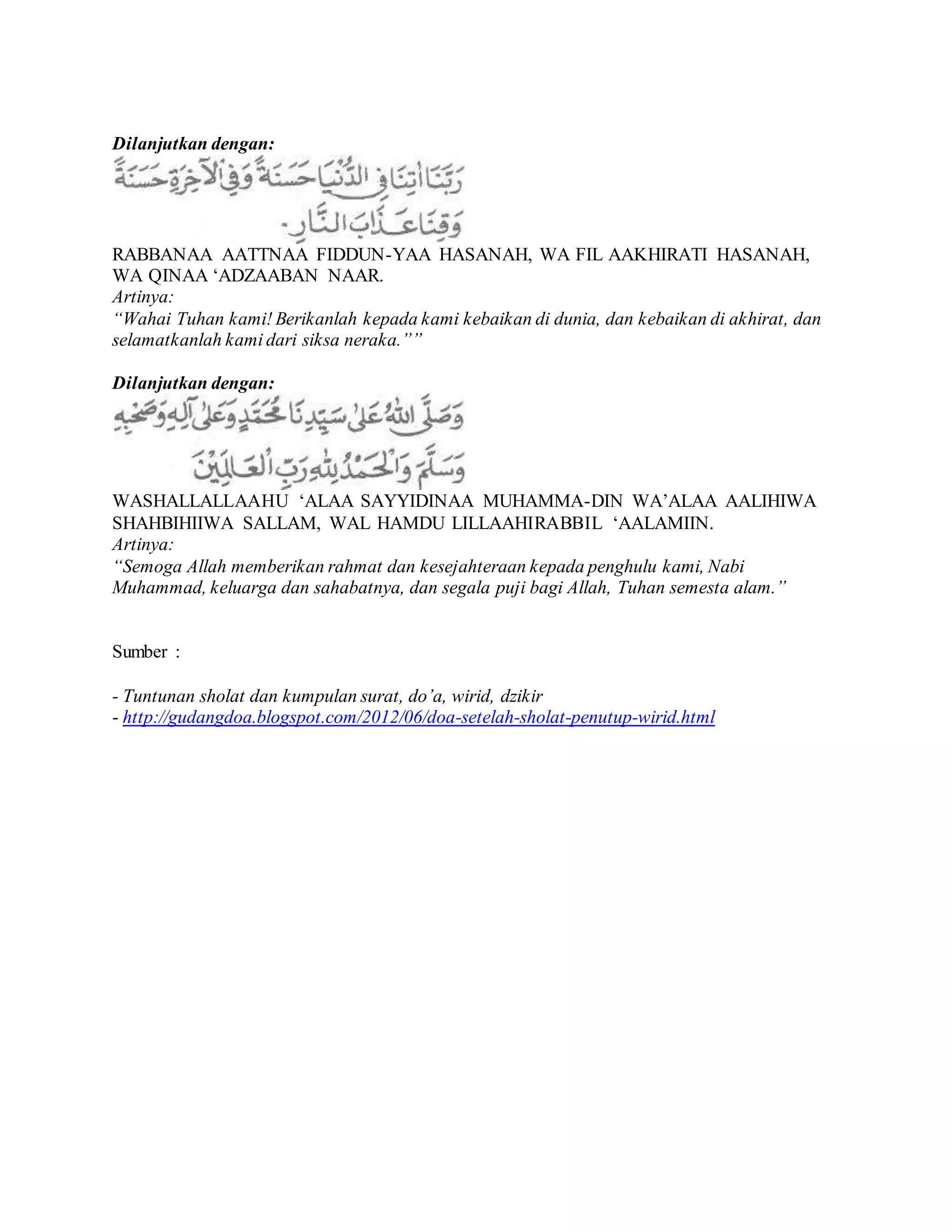 Doa setelah shalat dengan detail sebagai berikut | PDF