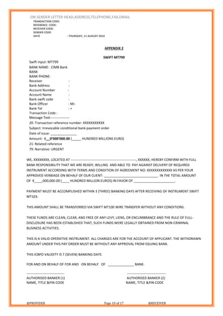 DOA SWIFT MT103 ONE WAY | PDF