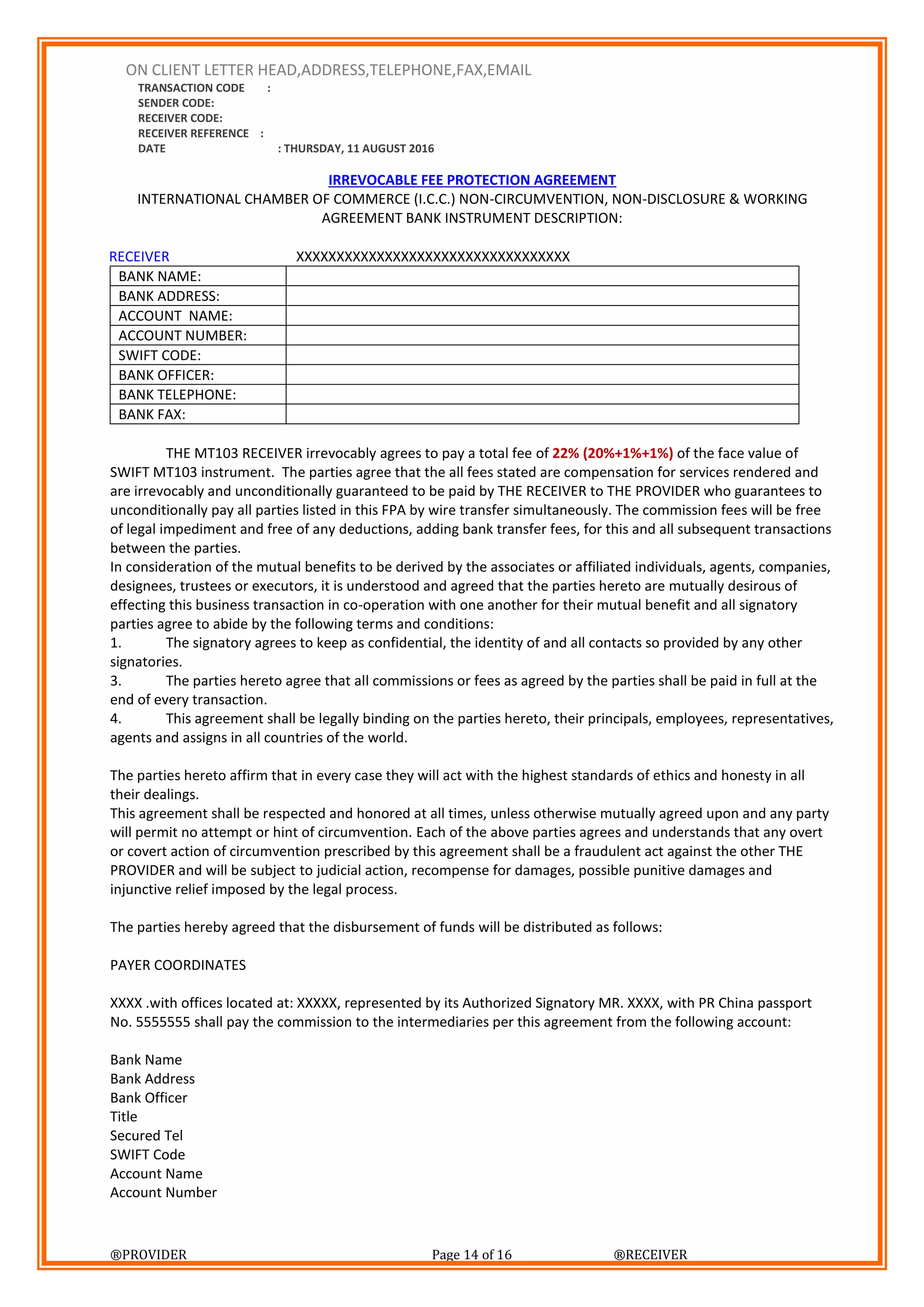 DOA SWIFT MT103 TWO WAY | PDF
