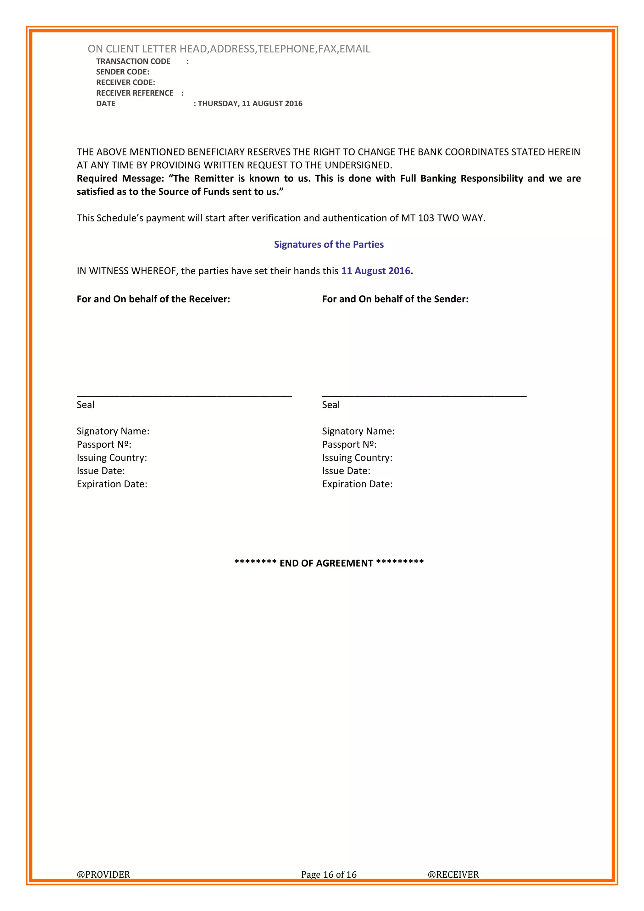 DOA SWIFT MT103 TWO WAY | PDF