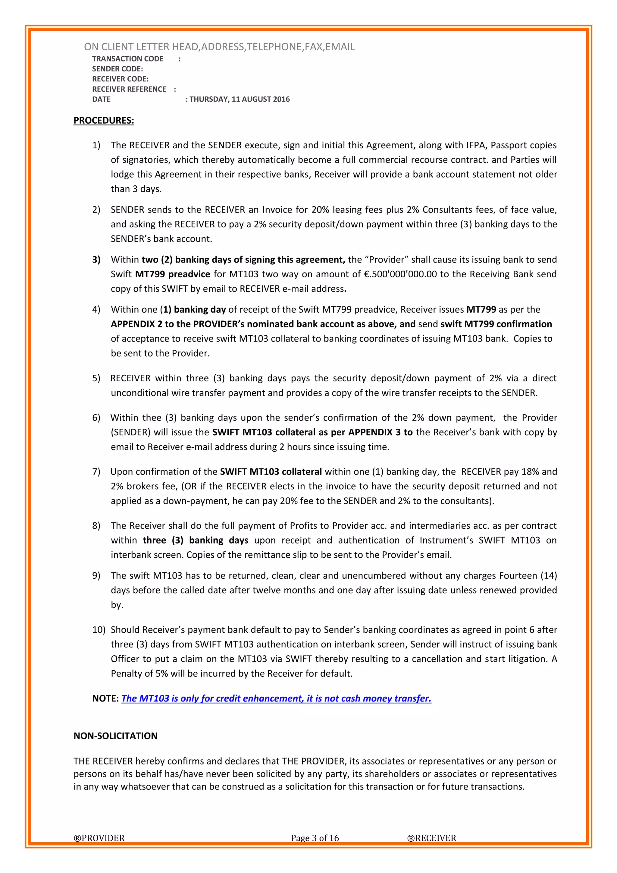 DOA SWIFT MT103 TWO WAY | PDF