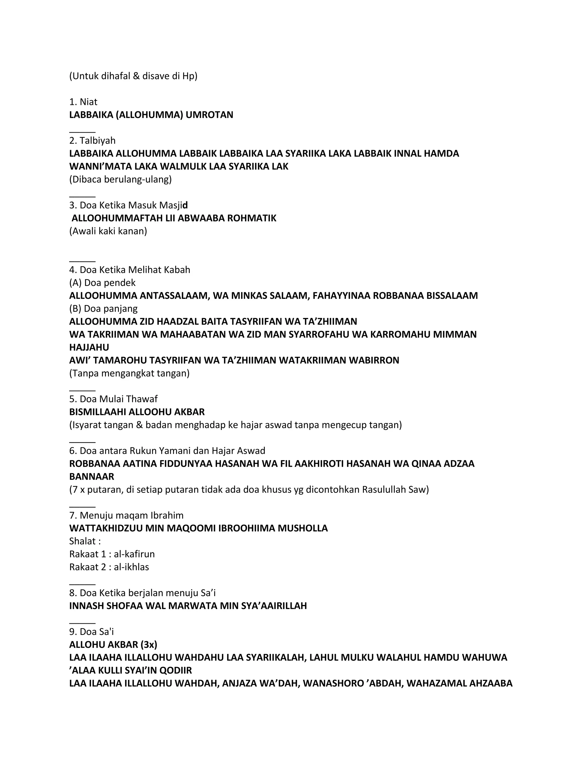 DOA UMROH | PDF