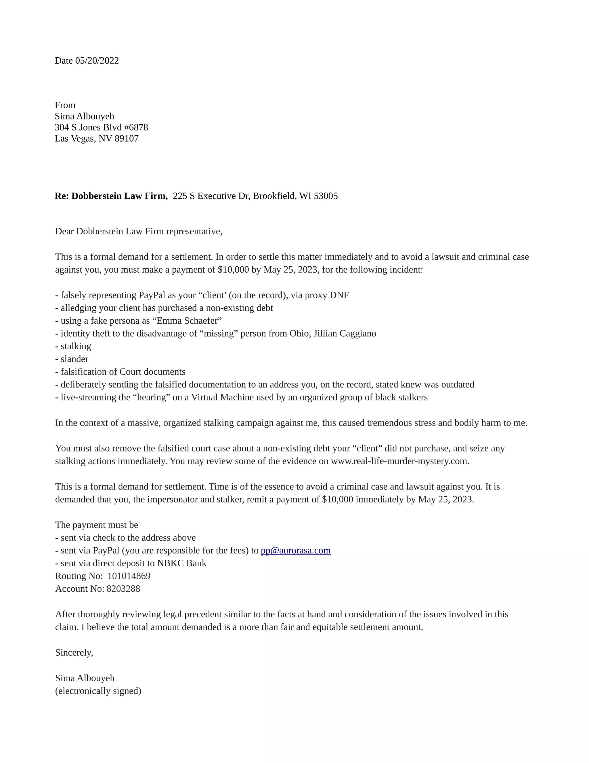 Open letter to Dobberstein Law Firm | PDF | Crime & Harmful Acts to ...