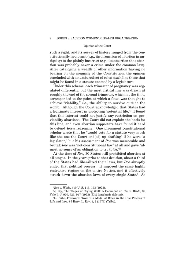 Dobbs vs. Jackson Women's Health Organization | PDF | Reproductive Health | Diseases and Conditions