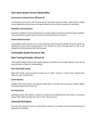 Do Blue Quaker Parrots Talk: Bio of Blue Quaker Parakeet | PDF | Free ...