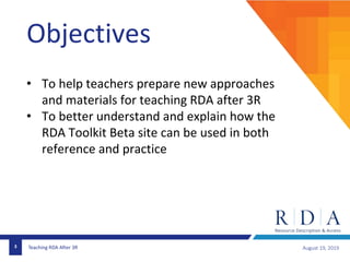 Teaching RDA After 3R | PPT