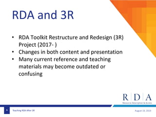 Teaching RDA After 3R | PPT