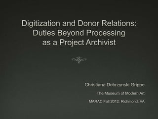 Christiana Dobrzynski Grippe - MARAC: Donor Relations | PPT