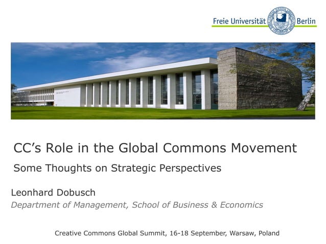 CC's Role in the Global Commons Movement: Some Thoughts on Strategic ...