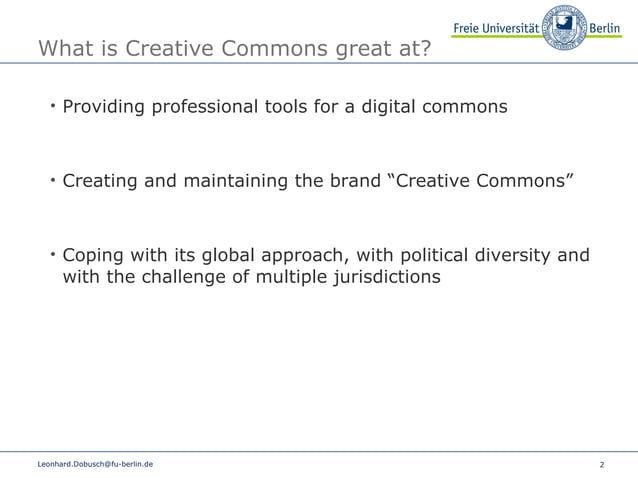 CC's Role in the Global Commons Movement: Some Thoughts on Strategic ...