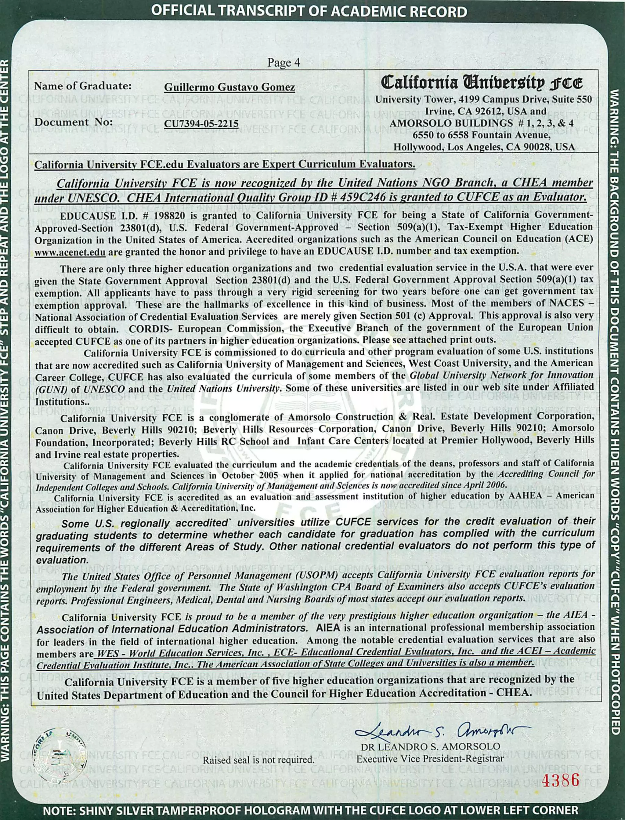 Official Transcript of Academic Record | PDF