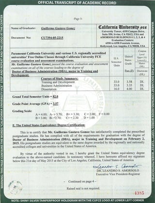 Official Transcript of Academic Record | PDF