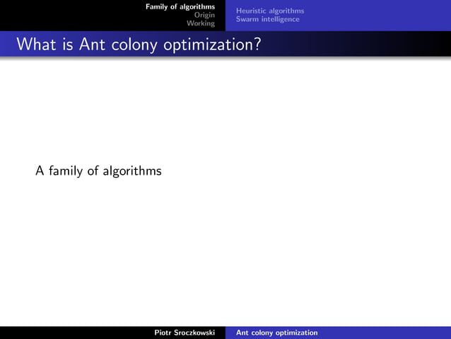 Ant Colony Optimization (Heuristic algorithms & Swarm intelligence) | PPT