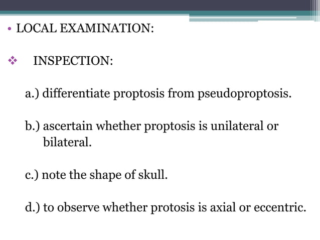 PROPTOSIS | PPTX | Ear, Nose and Throat Conditions | Diseases and ...