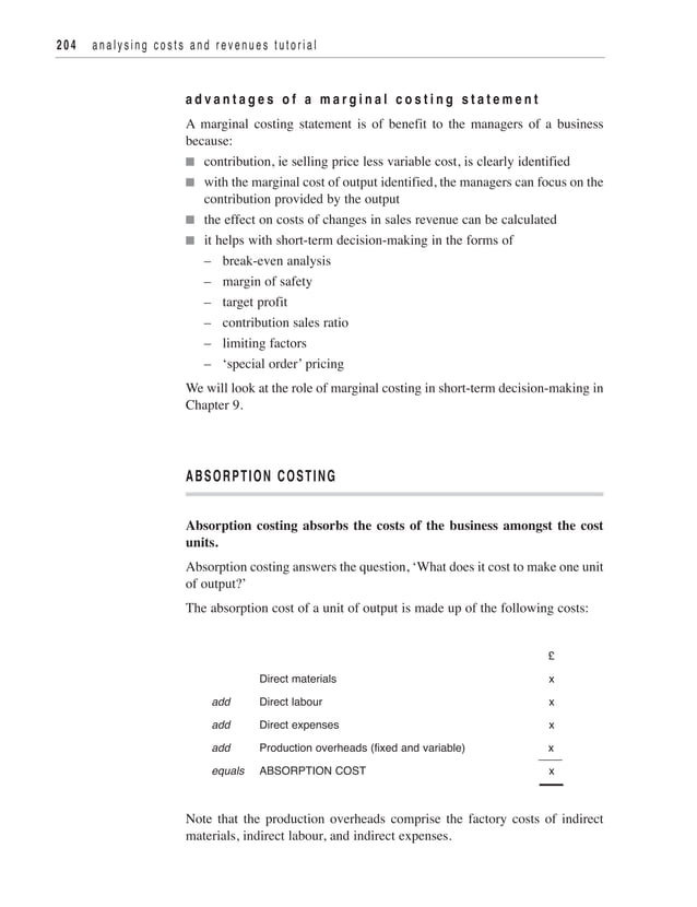 Marginal and absorption costing zimsec zimbabwe cambridge | PDF
