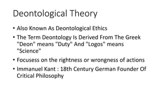 Deontological Theories And Moral Autonomy | PPTX