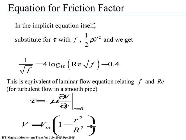 Pipe Flow Friction factor in fluid mechanics | PPT | Physics | Science