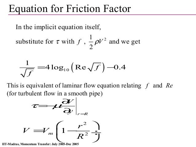Pipe Flow Friction factor in fluid mechanics