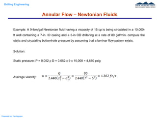 Laminar Flow in pipes and Anuli Newtonian Fluids | PPT