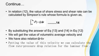 Calculation of Flowrate and Pressure Drop Relationship for Laminar Flow ...