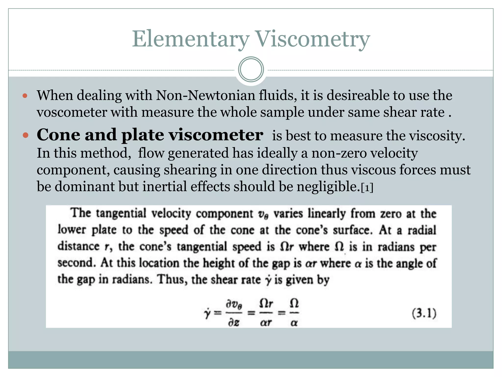 Elementary Viscosity in chemical engineering | PPTX
