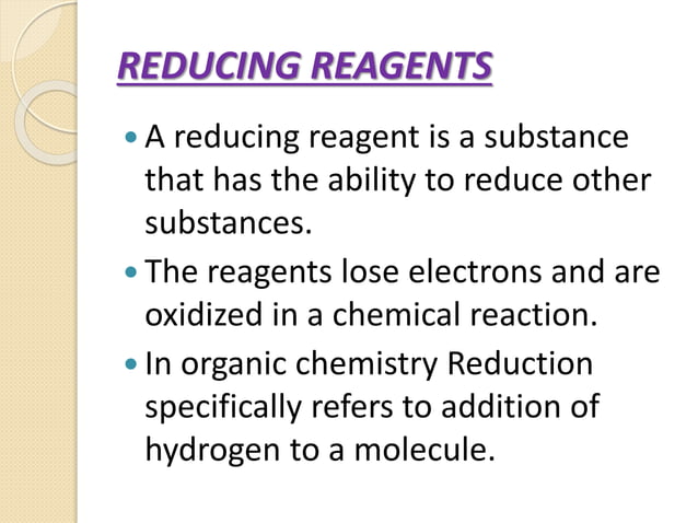 REDUCTION AND REDUCING AGENTS | PPTX | Chemistry | Science