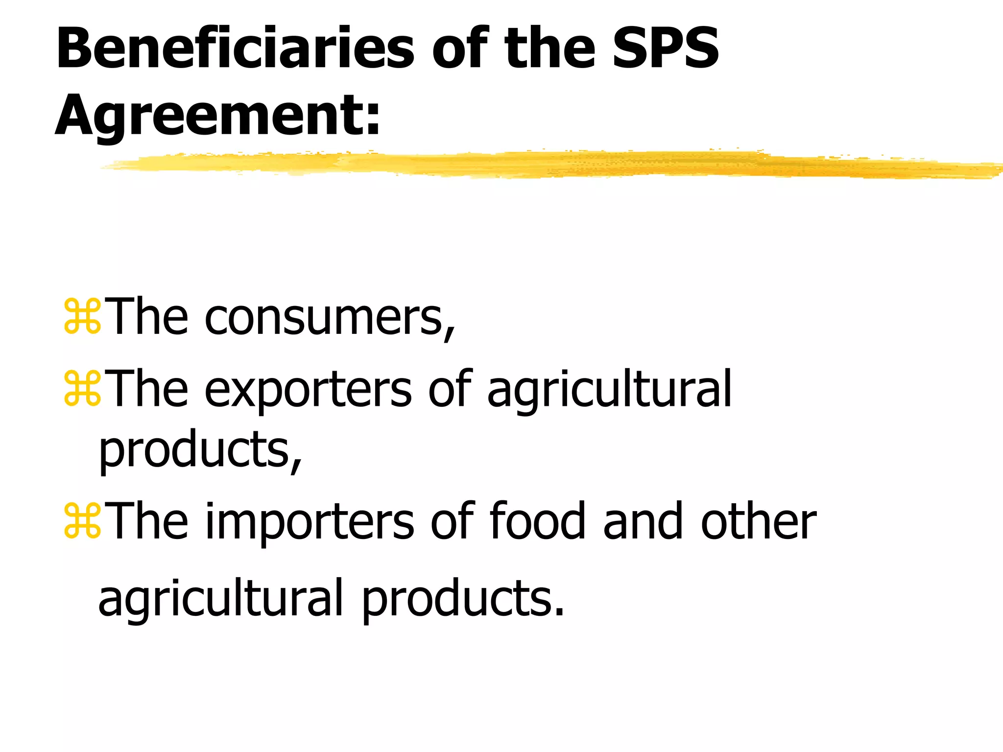 The WTO Agreement on the Application of SPS Measures | PPT