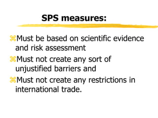 The WTO Agreement on the Application of SPS Measures | PPT