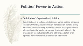 Organizational behavior ( Power and politics ) | PPTX