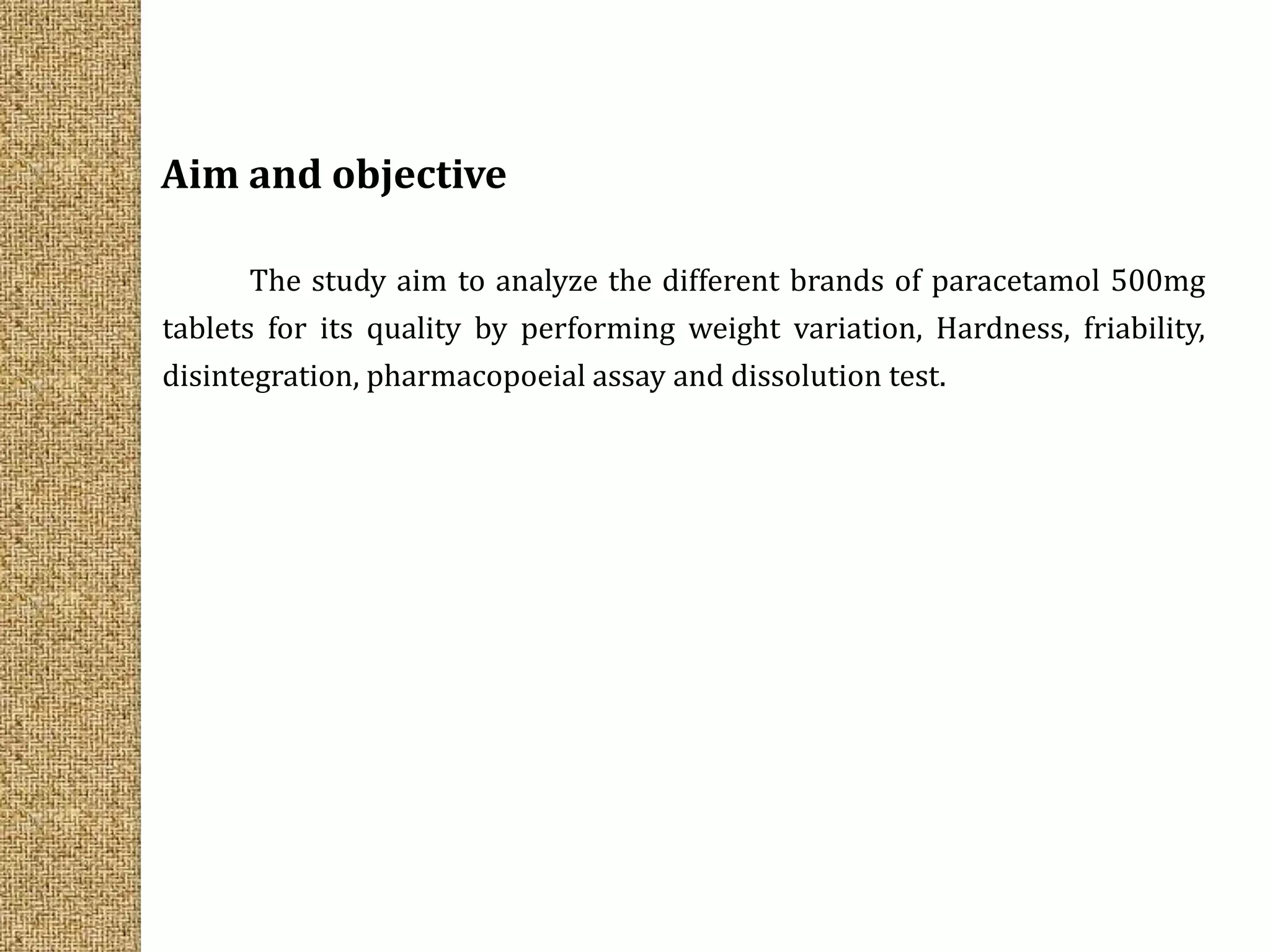 COMPARATIVE EVALUATION OF DIFFERENT PARACETAMOL BRANDS | PPTX