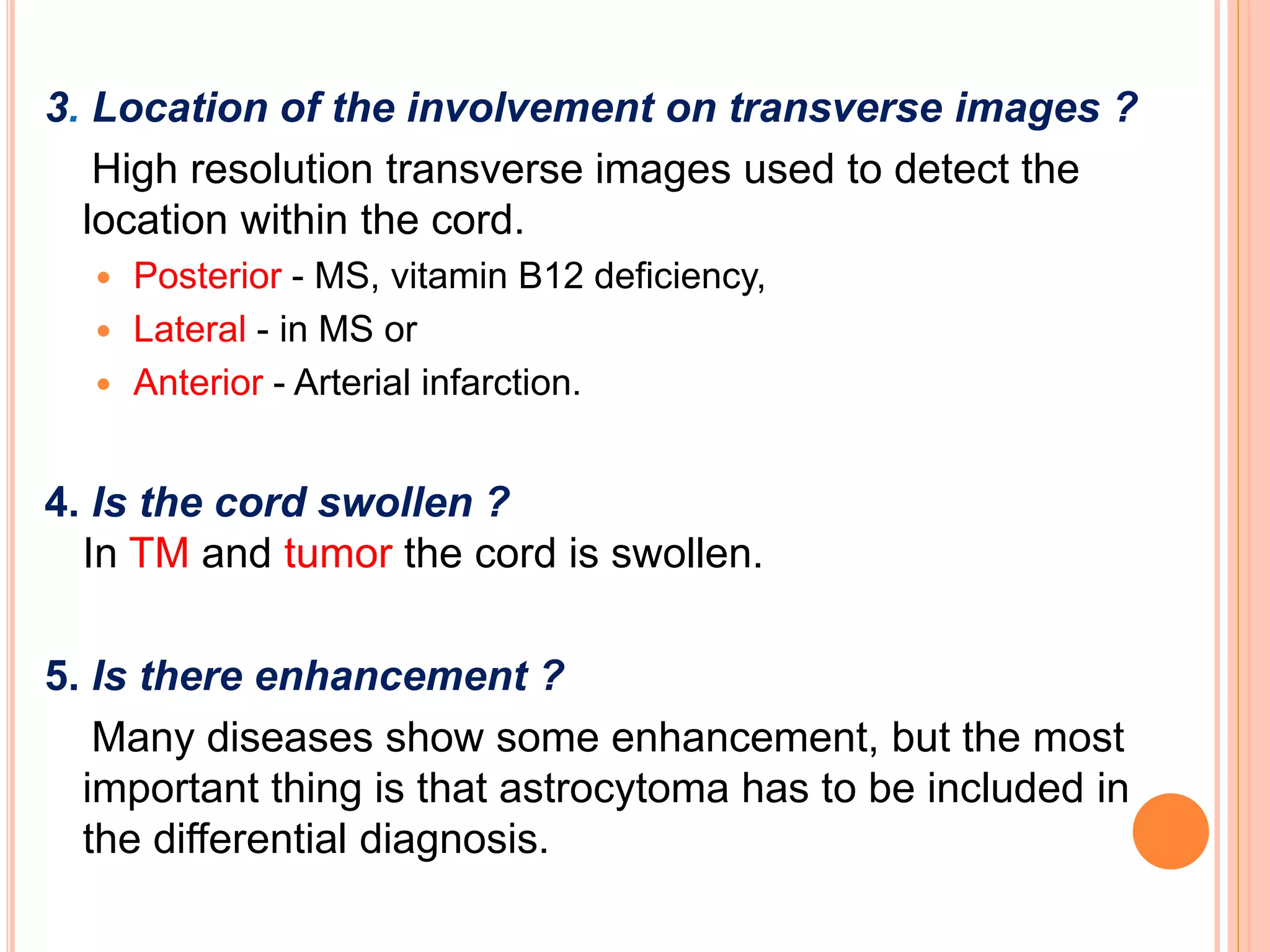 Spinal cord lesions and its radiological imaging finding. | PPTX