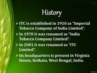 ITC Company Presentation | PPTX | Business Administration | Business