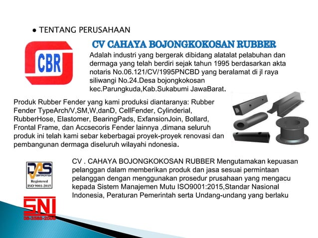 Brosur cv.cahaya bojongkokosan rubber. Peusahaan konstruksi dermaga dan kapal | PDF
