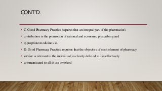 Introduction to the concept of Good Pharmacy Practice and SOPs. | PPTX