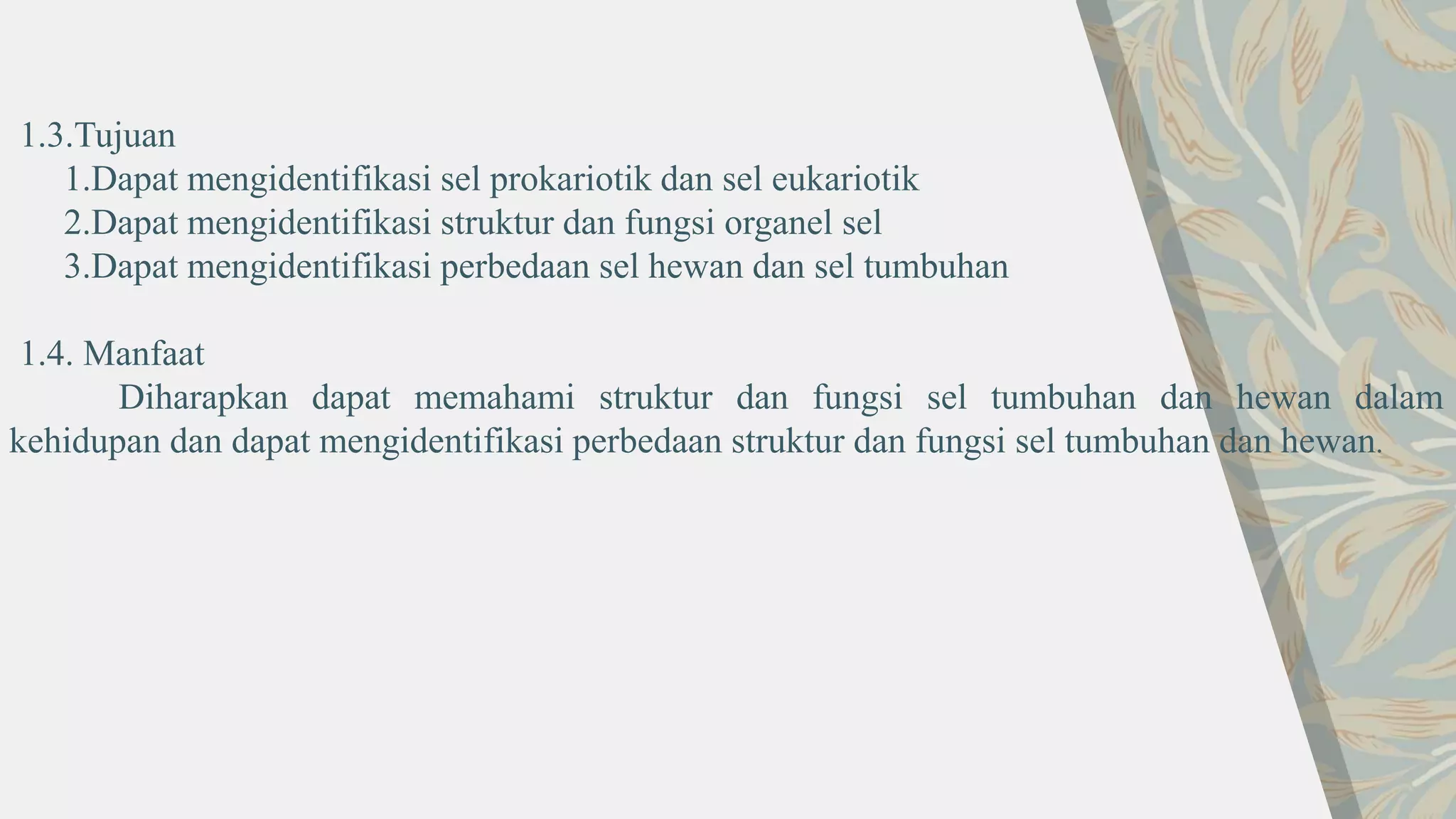 Makalah Biologi Sel: 2. Sel Hewan dan Tumbuhan | Kelas: 1H | Dosen ...