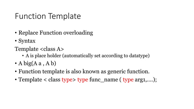 Exception Handling ,templates in C++ | PPT Exception Handling ,templates in C++ | PPT