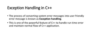 Exception Handling ,templates in C++ | PPT