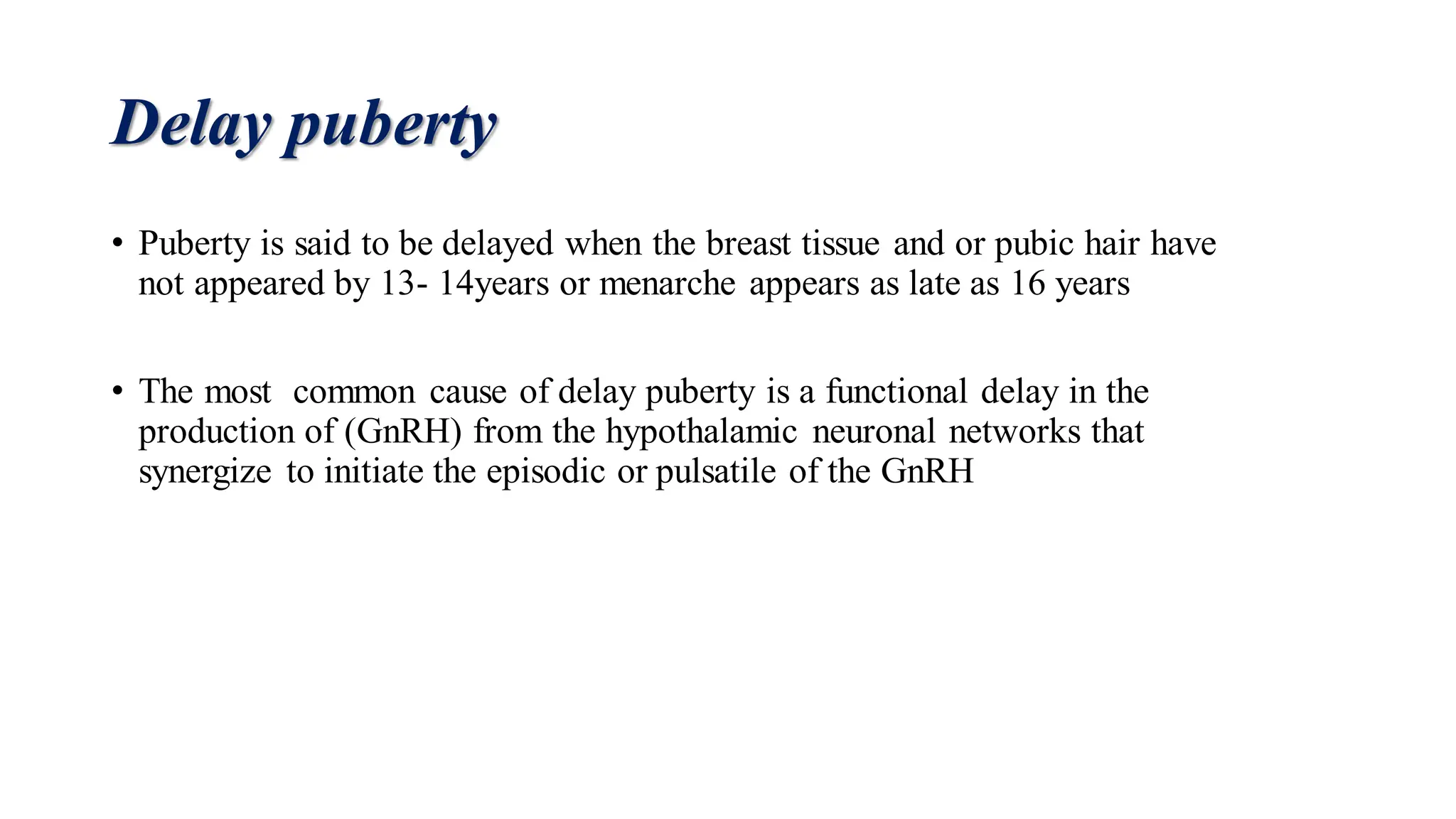 Onset and delay puberty seminar M.Sc. zoology | PDF