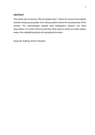 Por que as pessoas fazem bullying? | PDF