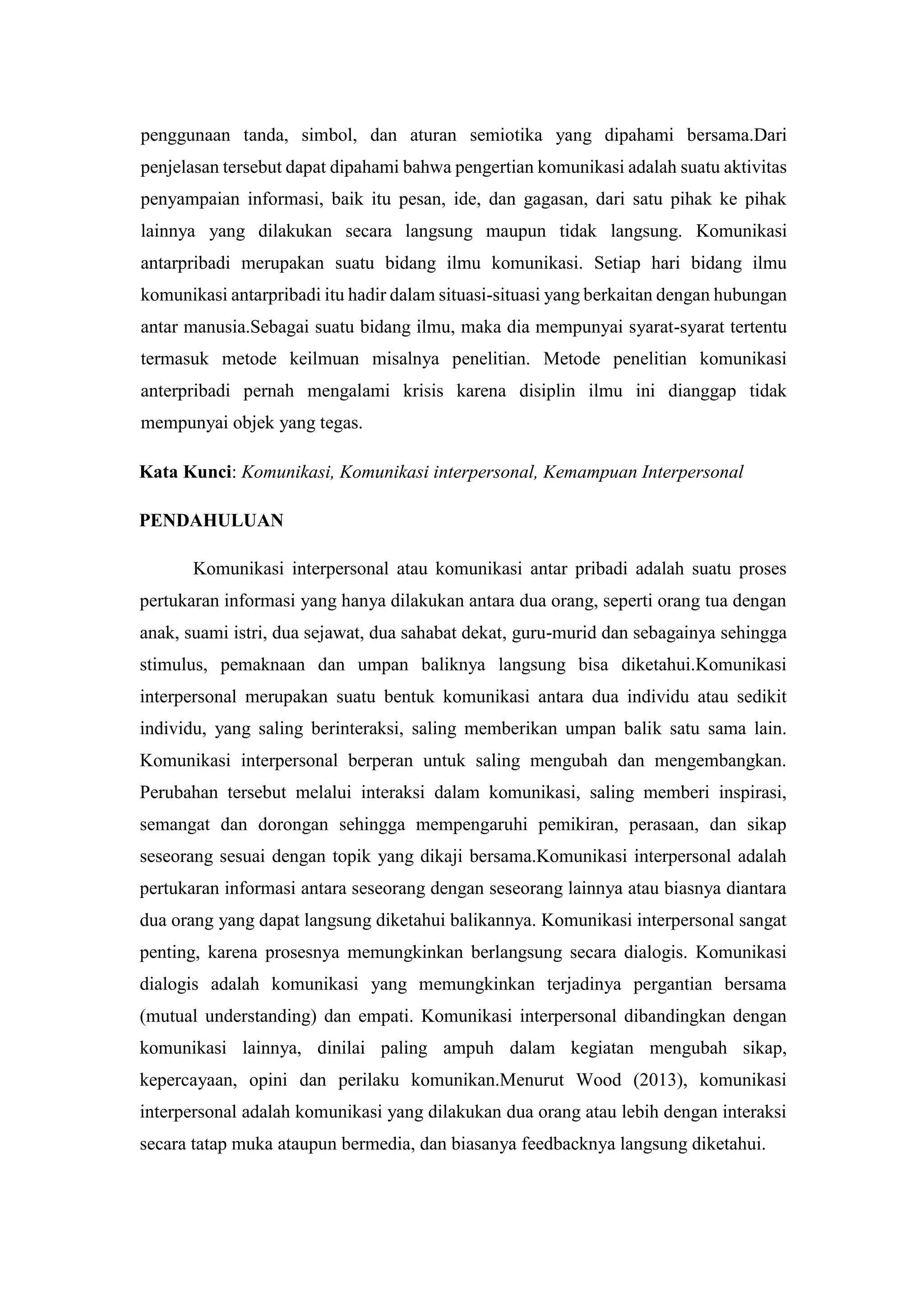 KONFLIK KOMUNIKASI ANTAR PRIBADI PADA HUBUNGAN PERTEMANAN | DOCX