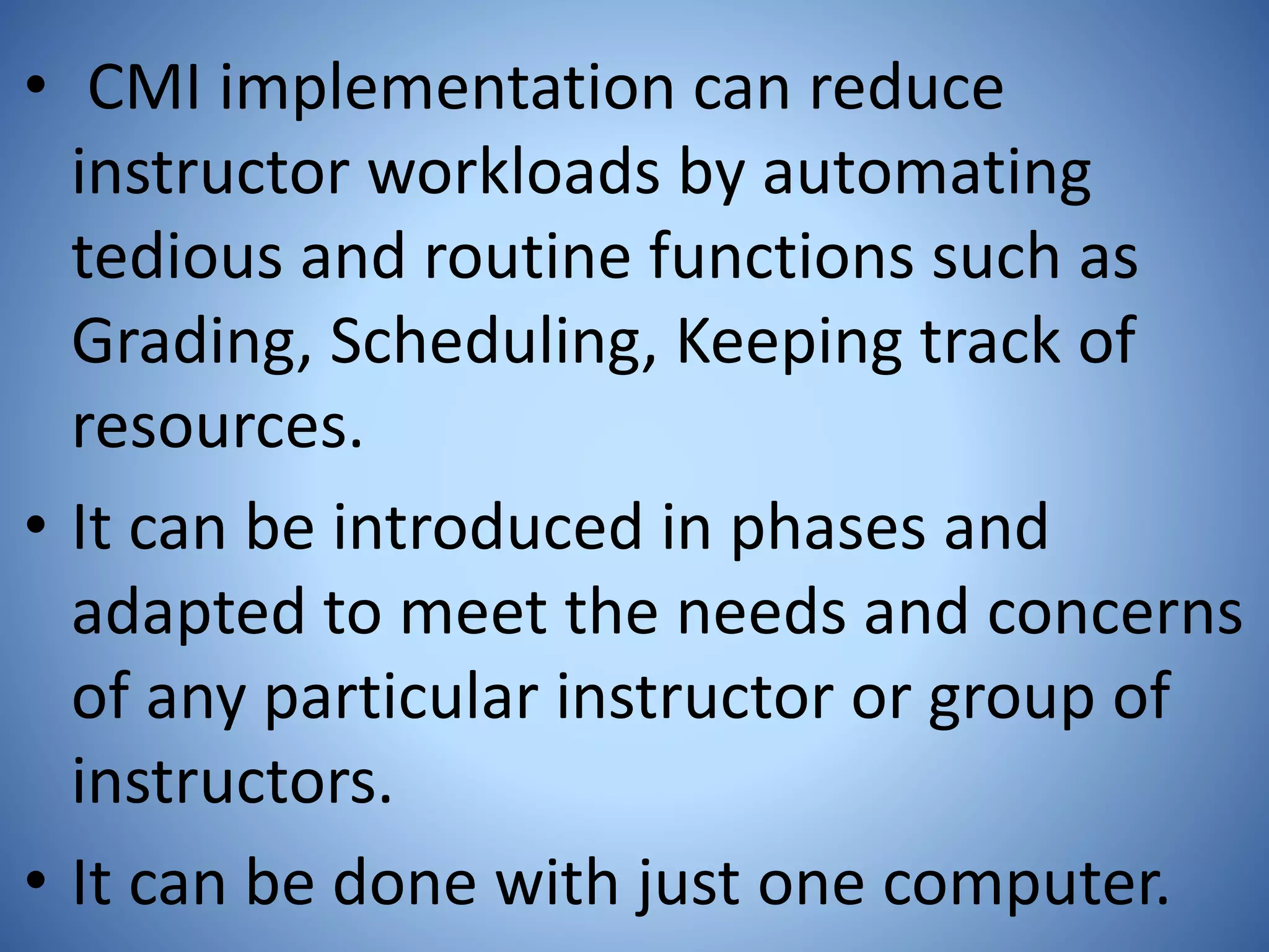Computer Managed Instruction (CMI) | PPTX