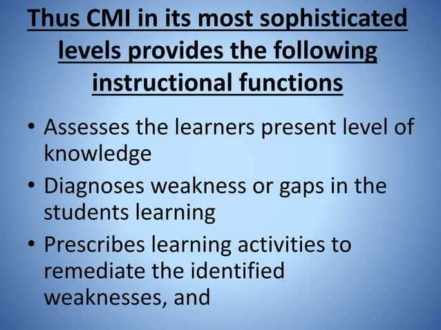 Computer Managed Instruction (CMI) | PPTX