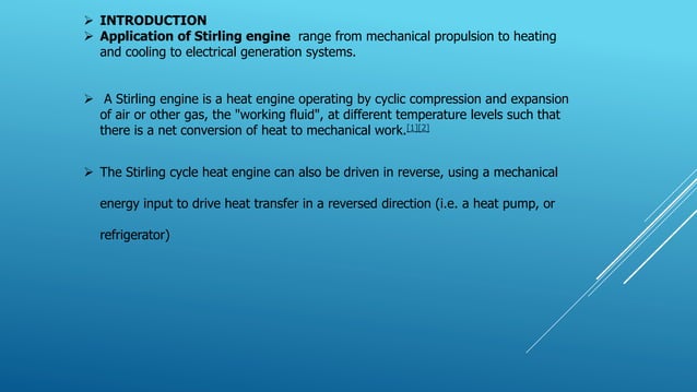 Application of Stirling engine | PPTX | Physics | Science