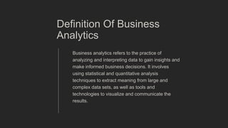 Business analytics and it's tools and competitive advantage | PPTX