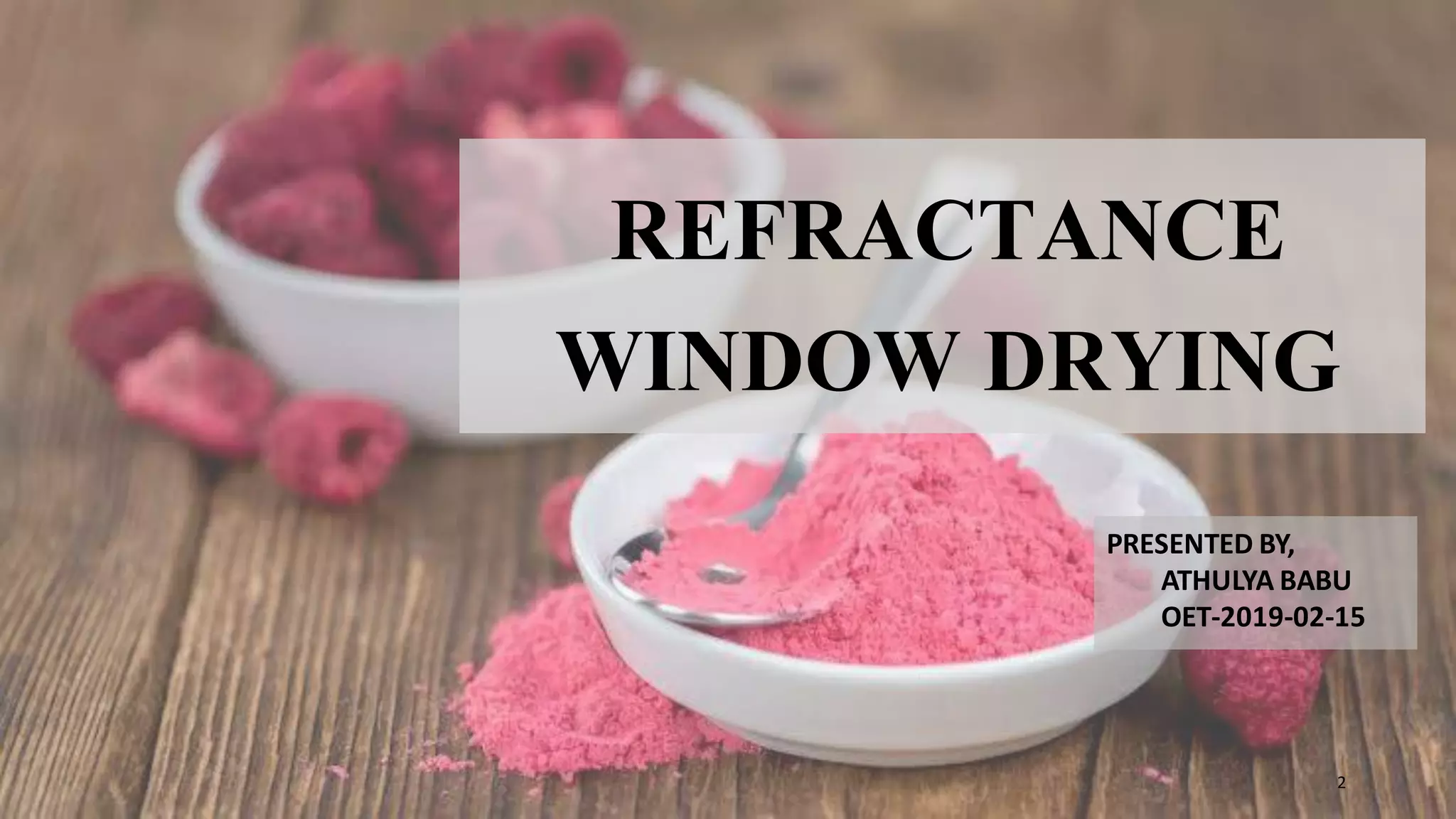REFRACTANCE WINDOW DRYING | PDF